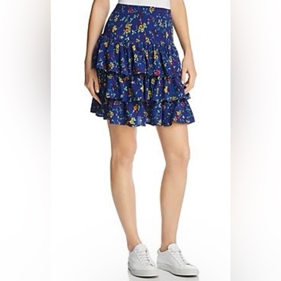 Maje | Skirts | Maje Navy Floral Tiered Smocked Skirt | Poshmark